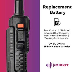 MIRKIT Baofeng Battery BL-5 Li ion 7.4V 2100mAh for Two-Way HAM Radio UV-5R v2+ BF-F8HP Rechargeable Extended Batteries, Accessories and Parts for radios Radio USA Warranty