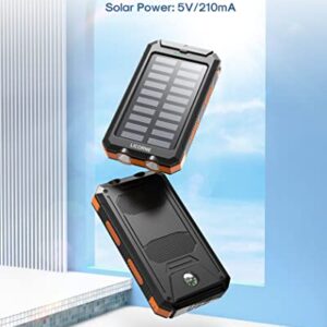 Solar Charger Power Bank Fast Charging - 30000mAh Portable Solar Phone Battery Panel Charger, QC3.0 Dual USB Port Battery Pack Charger Portable for All Cell Phones & Electronic Devices (Orange)