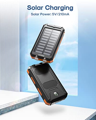 Solar Charger Power Bank Fast Charging - 30000mAh Portable Solar Phone Battery Panel Charger, QC3.0 Dual USB Port Battery Pack Charger Portable for All Cell Phones & Electronic Devices (Orange)