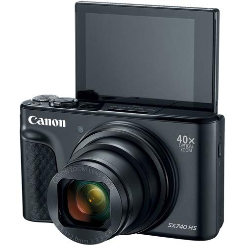 Canon PowerShot SX740 HS Digital Camera (Black) with 64 GB Card + LED Compact On-Camera Light + Premium Camera Case + 2 Batteries + Tripod