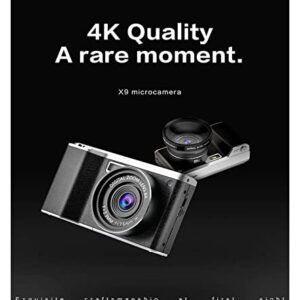 Digital Camera Vlogging Camera, 4K Digital Camera for with WiFi 16X Digital Zoom 180 Degree Flip Screen Wide Angle Lens, Macro Lens Digital Camera Photography