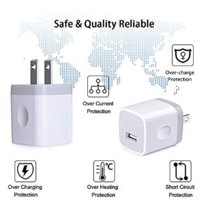 USB Wall Charger, CableLovers 1A/5V 3-Pack Travel USB Plug Charging Block Brick, Charger Power Adapter Cube Compatible Phone Xs/XS Max/X/8/7/6 Plus, Galaxy S9/S8/S8 Plus, Moto, Kindle, LG