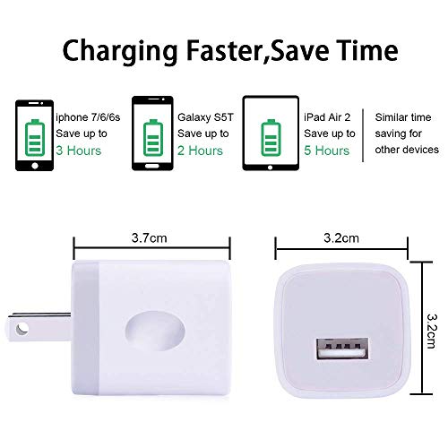 USB Wall Charger, CableLovers 1A/5V 3-Pack Travel USB Plug Charging Block Brick, Charger Power Adapter Cube Compatible Phone Xs/XS Max/X/8/7/6 Plus, Galaxy S9/S8/S8 Plus, Moto, Kindle, LG