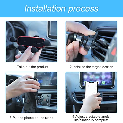 Phone Holder Mount for Car, Adjustable Durable Gravity Phone Holder for Air Vent with Clip, Compatible with 4-7" Mobile Phones, Devices, Fit for Most Cars, Car Accessories (Silver)