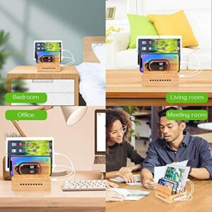 OthoKing Bamboo Charging Station, Wood Charging Station for Multiple Devices with 5 Ports USB Charger Docking Station for iPhone, iPad,Tablet, and Android Cell Phone