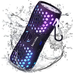 heysong portable bluetooth speaker, ipx7 waterproof wireless speaker with led flashing lights, loud sound & bass, 2000mah battery, travel speakers for pool, beach, kayak, gifts for men, women