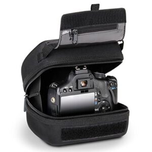 usa gear hard shell dslr camera case (black) with molded eva protection, quick access opening, padded interior and rubber coated handle-compatible with nikon, canon, pentax, olympus and more