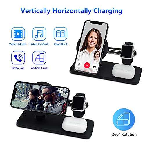 ANPULES Magnetic Wireless Charger Stand for Mag-Safe Charger Stand 3 in 1 Fast Wireless Charging Station for iPhone 13/12/Pro/Pro Max/Mini Apple Watch SE/7/6/5/4/3/2,Airpods 3/2/Pro