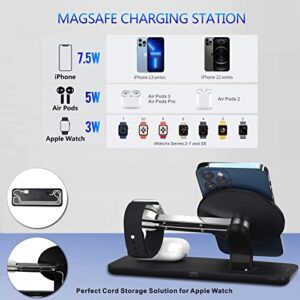 ANPULES Magnetic Wireless Charger Stand for Mag-Safe Charger Stand 3 in 1 Fast Wireless Charging Station for iPhone 13/12/Pro/Pro Max/Mini Apple Watch SE/7/6/5/4/3/2,Airpods 3/2/Pro