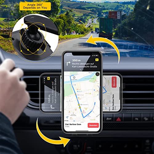 Kairiyard Phone Mount for Car, [Never Blocking Vent] Universal Car Phone Holder Mount 360° Rotatable Cell Phone Holder Car for Most Car and Mobile Phones iPhone