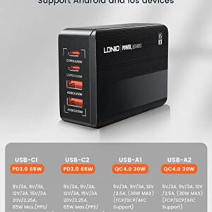 USB C Charger, LDNIO 65W 4-Port USB C Charging Station with LED Display, PPS Fast USB C Wall Charger with PD3.0&QC4.0 for MacBook Pro/Air, iPad, Laptops, iPhone, Samsung Galaxy, Steam Deck and More