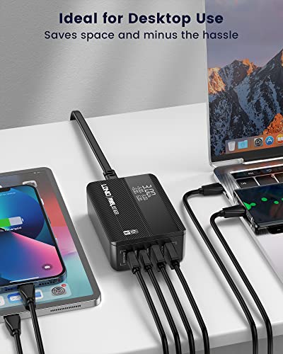 USB C Charger, LDNIO 65W 4-Port USB C Charging Station with LED Display, PPS Fast USB C Wall Charger with PD3.0&QC4.0 for MacBook Pro/Air, iPad, Laptops, iPhone, Samsung Galaxy, Steam Deck and More