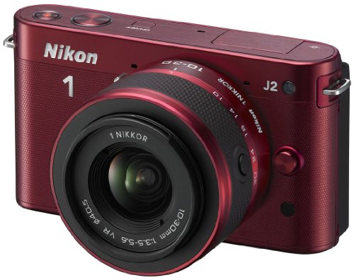 Nikon 1 J2 Compact System Camera with 10-30mm and 30-110mm Double Lens Kit - Red (10.1MP) 3 inch LCD