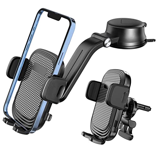 Wustentre Suction Cup Car Phone Holder Mount, Phone Mount for Car Windshield Dashboard Window, 2 in 1 Air Vent Suction Cup Phone Holder for iPhone 14 Pro Max/Pro/Plus, Galaxy Z Fold 4/Flip 4/S22 Ultra