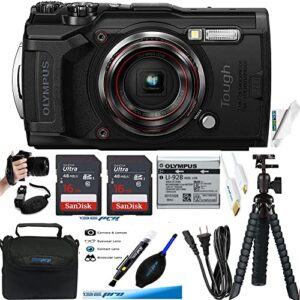 olympus tough tg-6 waterproof camera, black – expo premium accessories bundle