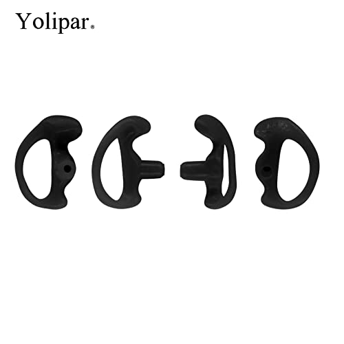 Yolipar Replacement Soft Silicone Eardud Earmold for Walkie Talkie Audio kit Air Acoustic Tube Earpiece Headset (Black, Medium(2 Pairs))