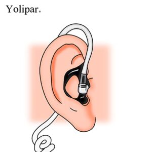 Yolipar Replacement Soft Silicone Eardud Earmold for Walkie Talkie Audio kit Air Acoustic Tube Earpiece Headset (Black, Medium(2 Pairs))