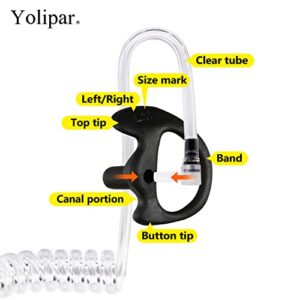 Yolipar Replacement Soft Silicone Eardud Earmold for Walkie Talkie Audio kit Air Acoustic Tube Earpiece Headset (Black, Medium(2 Pairs))