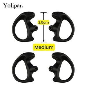 Yolipar Replacement Soft Silicone Eardud Earmold for Walkie Talkie Audio kit Air Acoustic Tube Earpiece Headset (Black, Medium(2 Pairs))