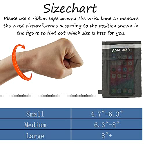 AMABAZR Premium Wrist Wallet - Cell Phone Holder with Zipper Storage Band for Travel, Outdoor Sports Running - Sweat Band Wristband, Black