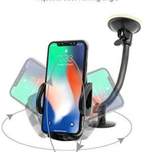 Car Windshield Phone Holder Mount, EXSHOW Universal Car Window Cell Phone Truck Mount with Gooseneck Long Arm Super Suction Cup for iPhone 12 11 Xr Xs Max X 8 Plus 7 6S, Samsung and All 3.5-6.5" Phone