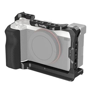 smallrig full cage with silicone side handle for sony a7c, comes with locating holes for arri, quick release plate for arca and cold shoe mount – 3212b