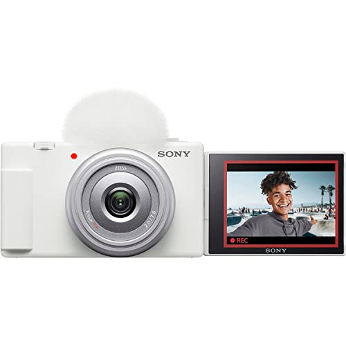 Sony ZV-1F Vlog Camera with 4K Video & 20.1MP for Content Creators and Vloggers White ZV-1F/W Bundle with ACCVC1 Kit Including GP-VPT2BT Tripod/Grip + Deco Gear Case + Extra Battery & Accessories