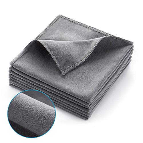 ZHIDIAN Screens Cleaning Microfiber Suede Cloth, 8Pack Streak Free Lint Free Large Rag for TV, Computer, Camera Lenses, Eyeglasses, Phones, Electronics Devices & All Delicate Surface, 12x12in