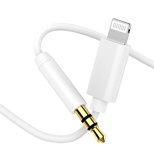 Lightning to 3.5mm Audio Cable 3.3FT, [Apple MFi Certified] iPhone AUX Cord for Car Stereo,Speaker,Home Stereo,Headphone, for iPhone 14/14 Pro/ 13/13 Pro/ 12/12 Pro/ 11 /X/XS/XR/ 8/7/ iPad- White