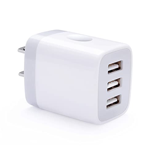 USB Wall Charger Adapter, 18W/3Amp Fast Multiple 3-Ports USB Plug Charger Block Cube Charger Box USB Brick Charging Base Compatible iPhone 14 13 12 11 Pro Max Xs XR X 8 7 6 Pad, Samsung, Android