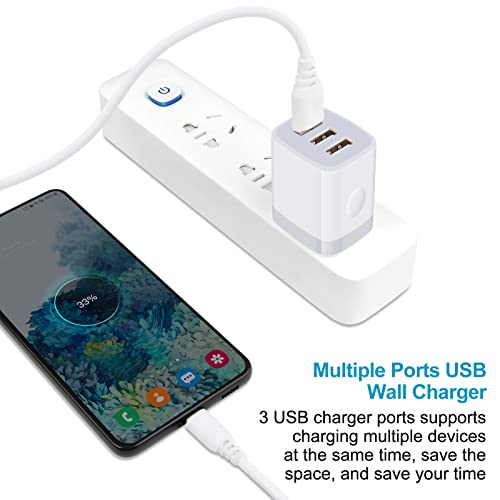 USB Wall Charger Adapter, 18W/3Amp Fast Multiple 3-Ports USB Plug Charger Block Cube Charger Box USB Brick Charging Base Compatible iPhone 14 13 12 11 Pro Max Xs XR X 8 7 6 Pad, Samsung, Android