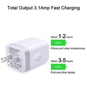 USB Wall Charger Adapter, 18W/3Amp Fast Multiple 3-Ports USB Plug Charger Block Cube Charger Box USB Brick Charging Base Compatible iPhone 14 13 12 11 Pro Max Xs XR X 8 7 6 Pad, Samsung, Android