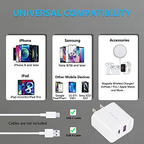 20W USB C Fast Charger, Xmogo PD Power Delivery Quick Charger Wall Power Adapter Plug Brick Cube Type C Box for iPhone, iPad Pro, Samsung Galaxy Z S Note, Google Pixel - 1 Pack