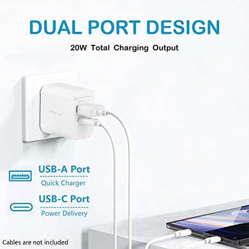 20W USB C Fast Charger, Xmogo PD Power Delivery Quick Charger Wall Power Adapter Plug Brick Cube Type C Box for iPhone, iPad Pro, Samsung Galaxy Z S Note, Google Pixel - 1 Pack