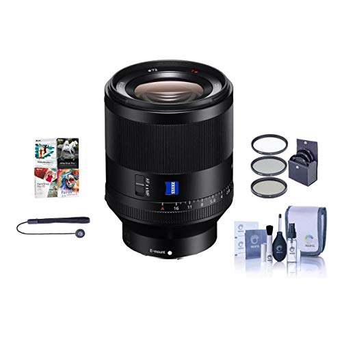 Sony Planar T* FE 50mm F1.4 ZA Lens - Bundle with 72mm Filter Kit, Cleaning Kit, Lens Wrap (19x19), Lenscap Leash, Pc Software Package