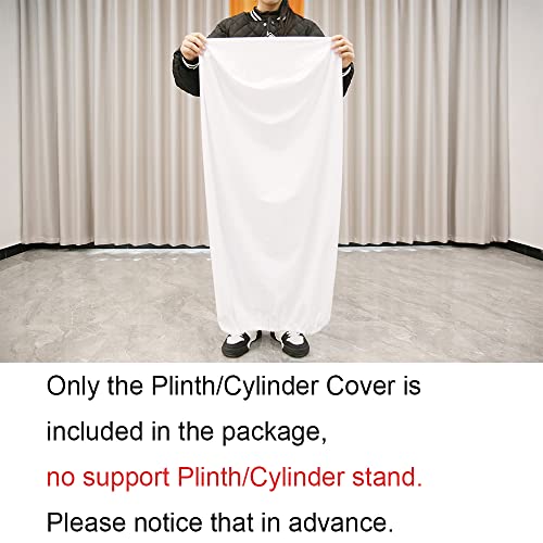 HUAYI White Pedestal Cover for Birthday Babyshower Party Prop Wedding Bridal Shower Graduation Cylinder Cover Communion Baptism Photography Decoration Elastic Fabric Circle Plinth Cover Dia40 H90