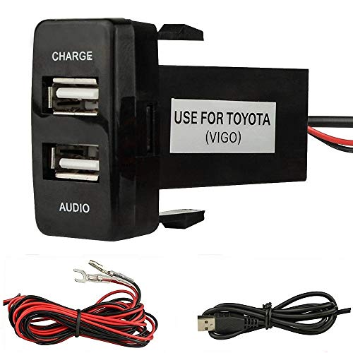 Dual Port USB Car Charger with Audio Socket USB Charging for Digital Cameras/Mobile Devices for Toyota