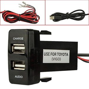 Dual Port USB Car Charger with Audio Socket USB Charging for Digital Cameras/Mobile Devices for Toyota