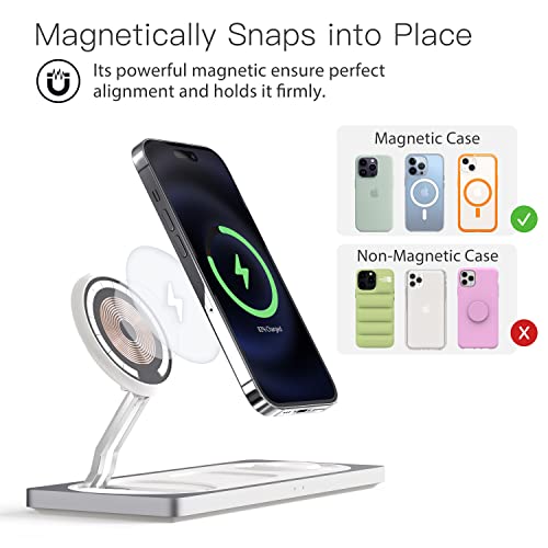 Wireless Charger,Magnetic Wireless Charging Station, 3 in 1 Faster Mag-Safe Wireless Charger Stand for iPhone 14,13,12 Pro Max/Pro/Mini/Plus, Apple Watch Ultra 8/7/SE/6/5/4/3/2/1, AirPods pro/2/3