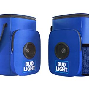 Bud Light Soft Cooler Bag with Built-in Rechargeable Wireless Bluetooth Speakers Foldable Small and Portable Durable and Material Compatible for Smartphones, Tablets & MP3 Players