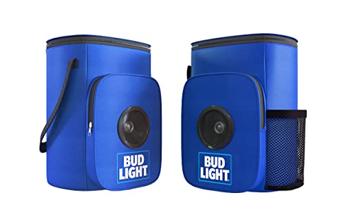 Bud Light Soft Cooler Bag with Built-in Rechargeable Wireless Bluetooth Speakers Foldable Small and Portable Durable and Material Compatible for Smartphones, Tablets & MP3 Players