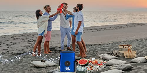 Bud Light Soft Cooler Bag with Built-in Rechargeable Wireless Bluetooth Speakers Foldable Small and Portable Durable and Material Compatible for Smartphones, Tablets & MP3 Players