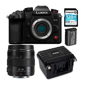 panasonic lumix gh6 mirrorless camera body with panasonic h-hsa12035 lumix g x vario 12-35mm f/2.8 ii asph lens bundle (5 items)