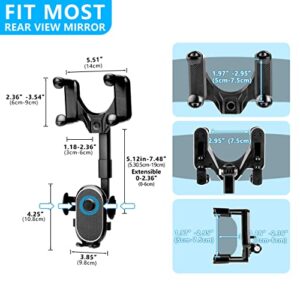 Phone Mount for Car, 360°Rotatable and Retractable Car Phone Holder Car Rearview Mirror Bracket, Phone Mount for Rearview Mirror with One Hand Operation, Compatible with All Phones (4 Claws)