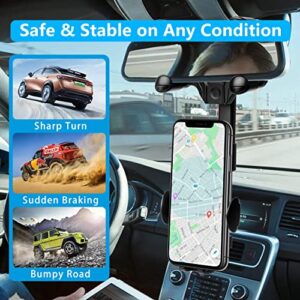 Phone Mount for Car, 360°Rotatable and Retractable Car Phone Holder Car Rearview Mirror Bracket, Phone Mount for Rearview Mirror with One Hand Operation, Compatible with All Phones (4 Claws)