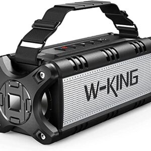 W-KING Bluetooth Speaker, 50W Powerful Bluetooth Speaker Loud IPX6 Waterproof, Large Outdoor Portable Speaker Wireless for Deep Bass/Bluetooth 5.0/Power Bank/40H Playtime/TF-Card/AUX/NFC/EQ (Black)