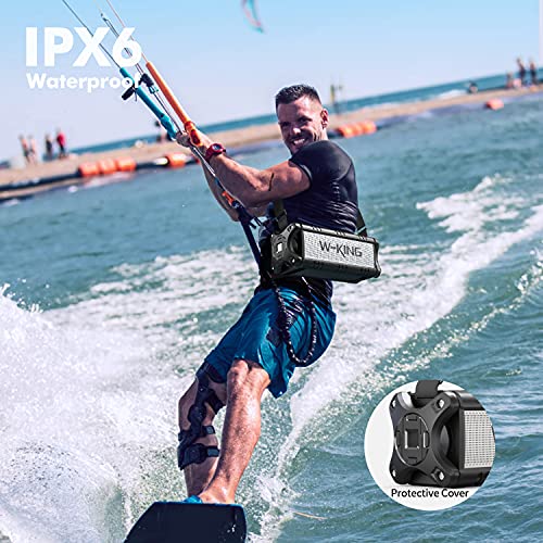 W-KING Bluetooth Speaker, 50W Powerful Bluetooth Speaker Loud IPX6 Waterproof, Large Outdoor Portable Speaker Wireless for Deep Bass/Bluetooth 5.0/Power Bank/40H Playtime/TF-Card/AUX/NFC/EQ (Black)