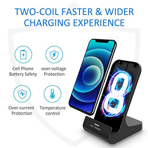 Wireless Charger YW YUWISS Wireless Phone Charger Stand 10W Max Compatible with Apple iPhone 14 13 12/12 Pro Max/ 11Pro/11Pro Max/XR/XS Max/XS/X/8/8Plus, Samsung Galaxy (Dark)