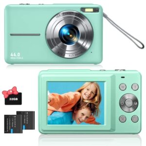 digital camera with sd memory card autofocus anti-shake, 44mp 1080p photography camera for kids teens birthday, 16x zoom small portable vlogging camera for boy girl video(2 batteries)