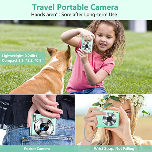 Digital Camera with SD Memory Card Autofocus Anti-Shake, 44MP 1080P Photography Camera for Kids Teens Birthday, 16X Zoom Small Portable Vlogging Camera for Boy Girl Video(2 Batteries)